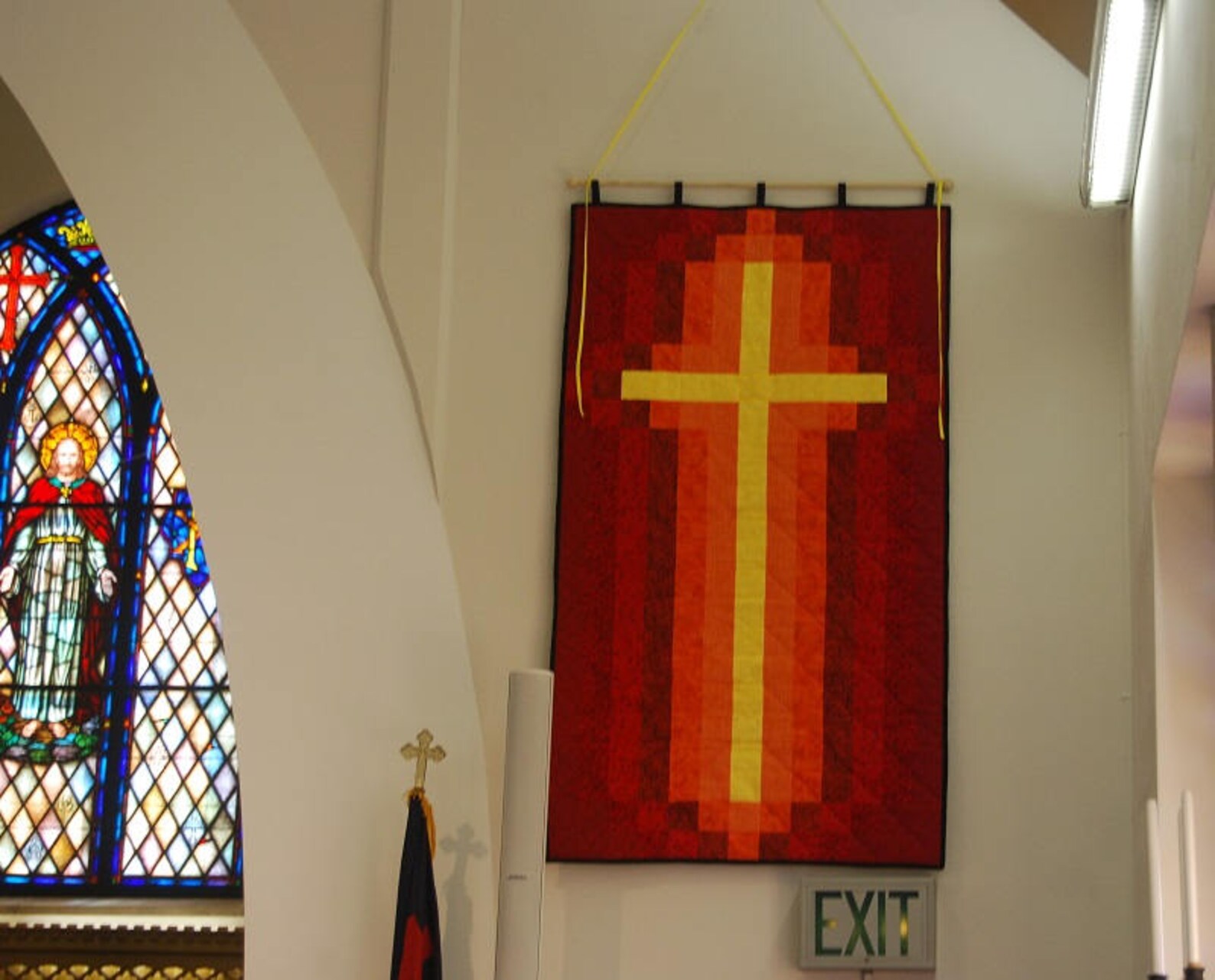 Quilted Cross Banner, You Pick Colors With or Without Dove, Lg or Med ...