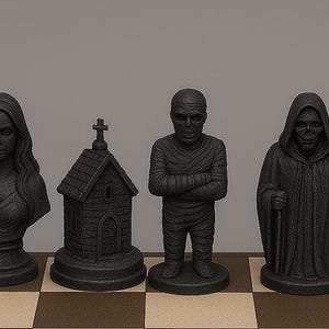 3D Print Gothic Horror Chess Set STL – Dark Fantasy Pieces (halloween ...