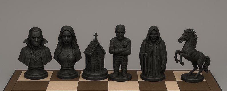 3D Print Gothic Horror Chess Set STL – Dark Fantasy Pieces (halloween ...