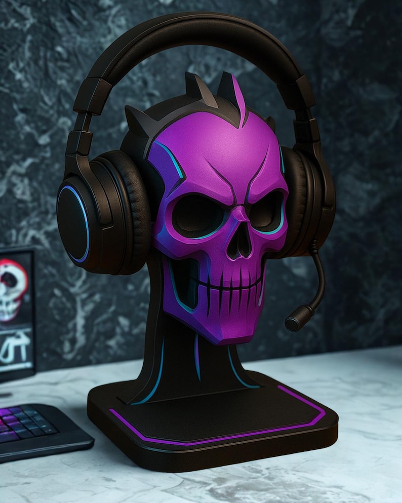 3D Printable Cyberpunk Skull Headset Stand and Surprise Gift– Gamer ...