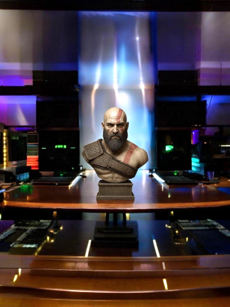 Kratos Bust Headphone Stand and Surprise Gift - God of War Desk Decor ...