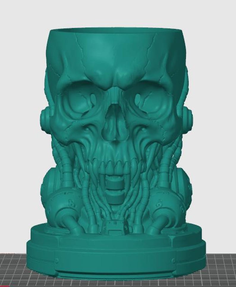 Skull Pen Holder STL File | Cyberpunk Desk Organizer | Gothic Pencil ...
