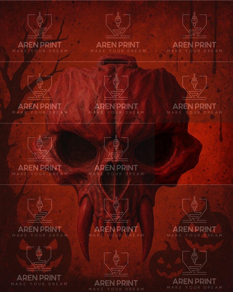 3D Red Demon Skull Mask STL File | Halloween Cosplay (digital Download ...