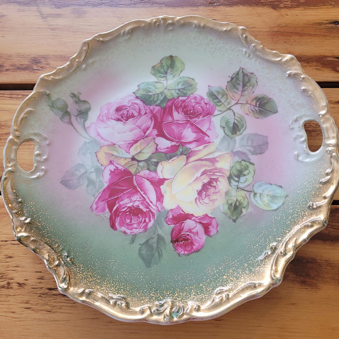 Antique Rose Plate - Vintage Porcelain With Roses - Flowers - FREE ...
