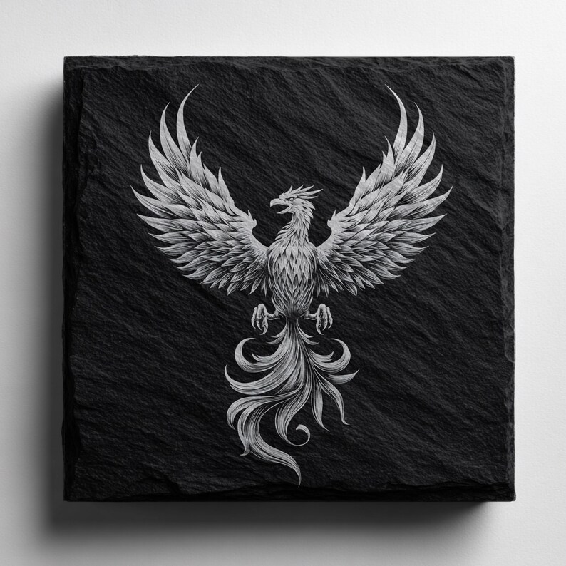 Phoenix Laser Engraving PNG | Slate Coaster Design | Glowforge Xtool ...