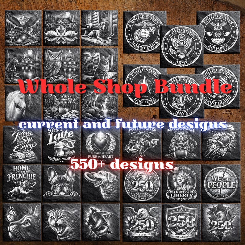 Whole Shop Bundle | Laser Files for Slate Coasters | Engraving Designs ...