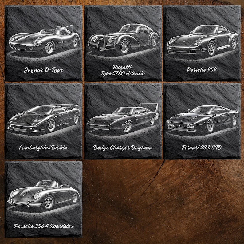 Retro & Classic Cars Laser Engraving PNG | Slate Coaster Files ...