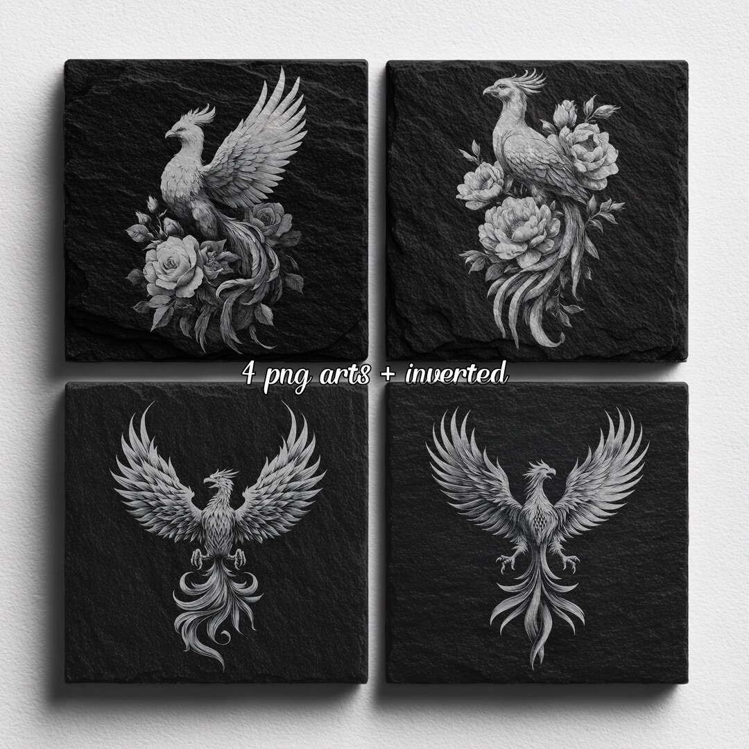 Phoenix Laser Engraving PNG | Slate Coaster Design | Glowforge Xtool ...