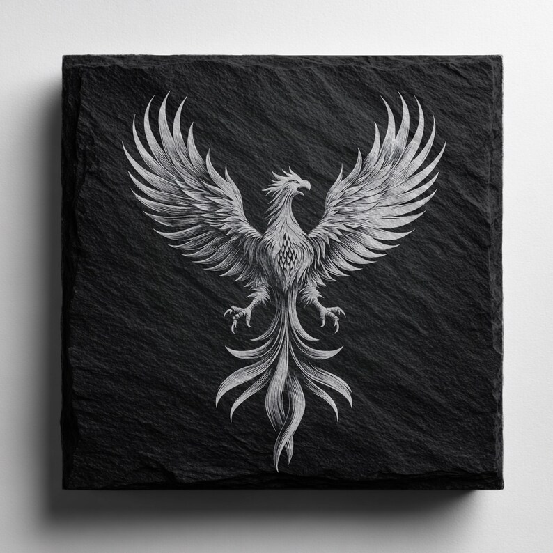 Phoenix Laser Engraving PNG | Slate Coaster Design | Glowforge Xtool ...