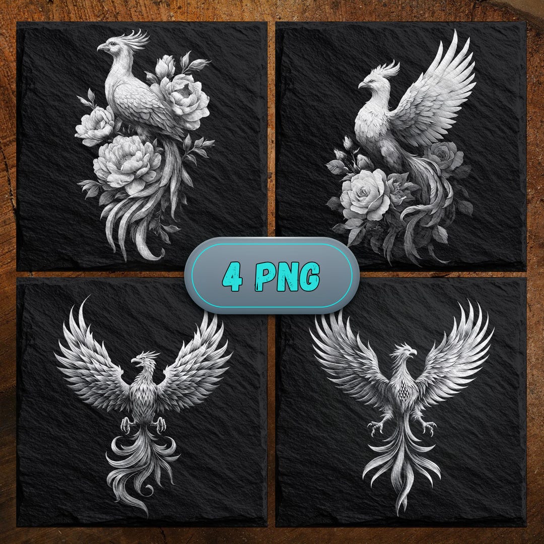 Phoenix Laser Engraving PNG | Slate Coaster Design | Glowforge Xtool ...
