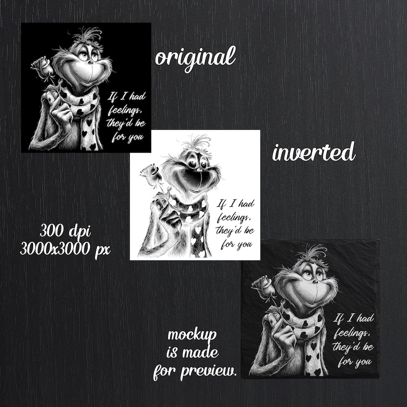 Grinch Laser Engraving PNG Files | Slate Coasters Valentines Day ...