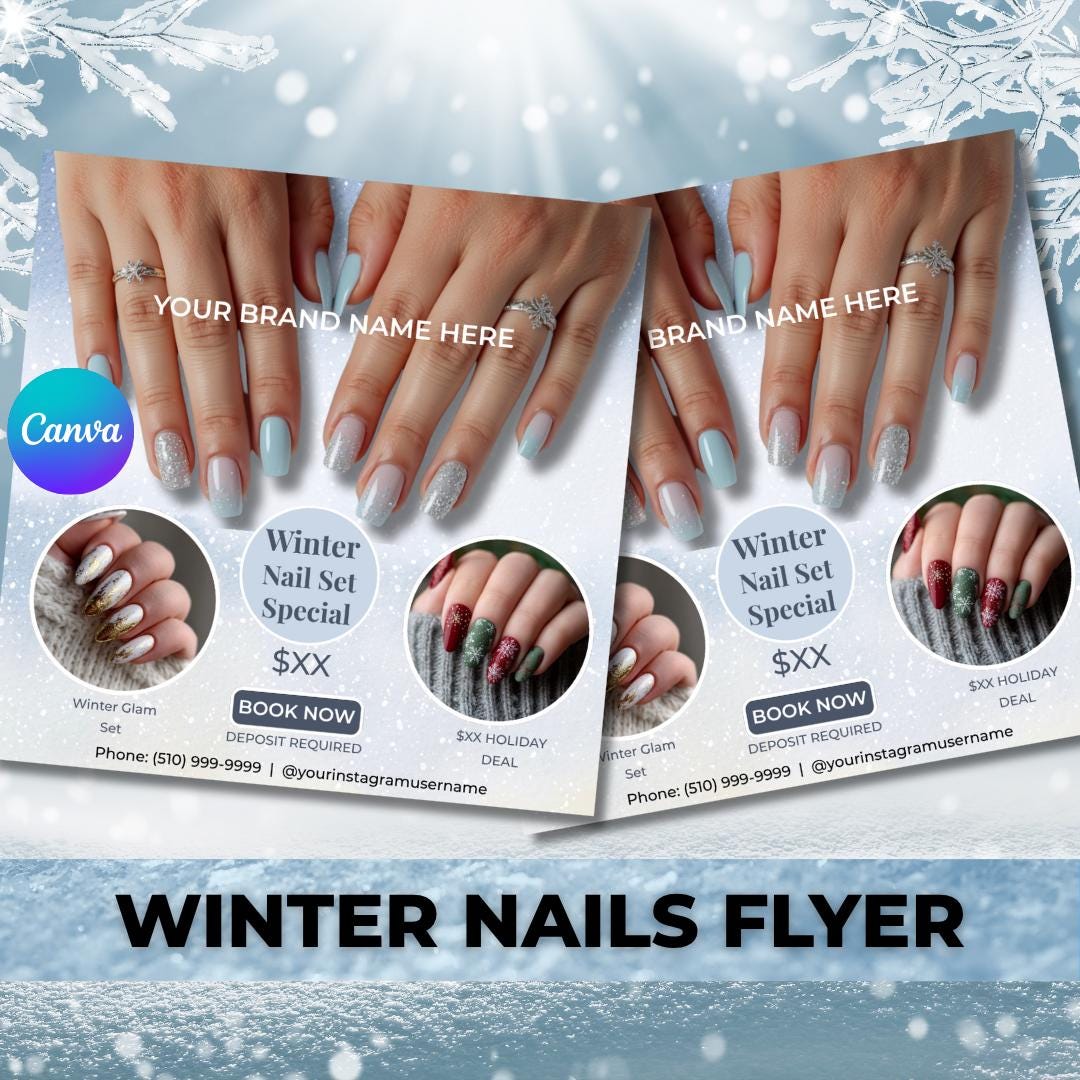 Winter Nails Flyer, Salon Promotion Template (canva) - Etsy