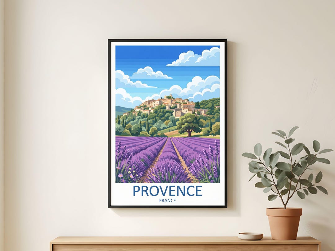 Provence Travel Poster, Luberon Lavender Illustration, French Bedroom ...