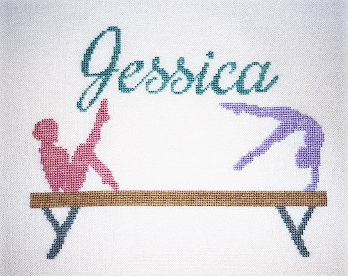 Gymnastics Balance Beam Counted Cross Stitch Name Sign PDF Pattern - Etsy