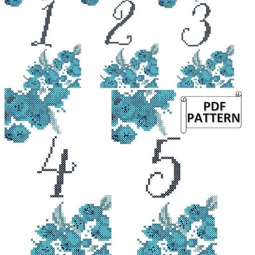 Wedding Table Numbers 1-10 PDF Cross Stitch Pattern Cross - Etsy