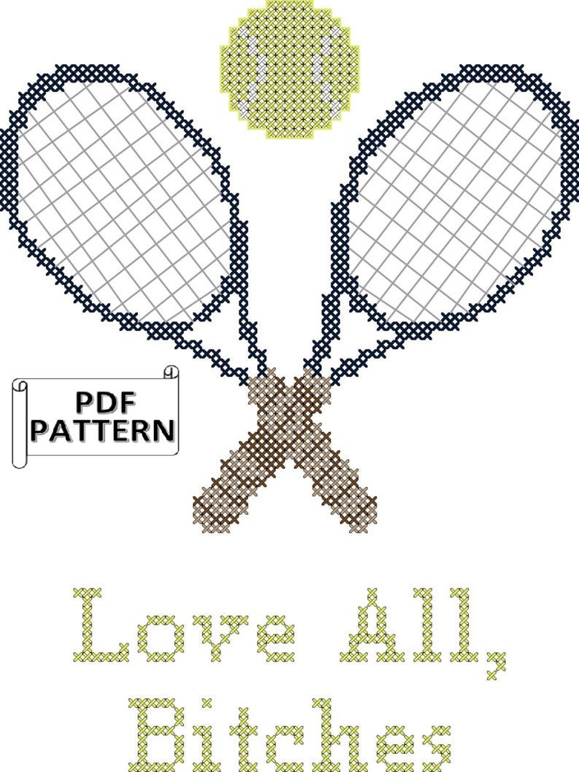 Tennis Cross Stitch PDF Pattern Sports Cross Stitch Pattern | Etsy