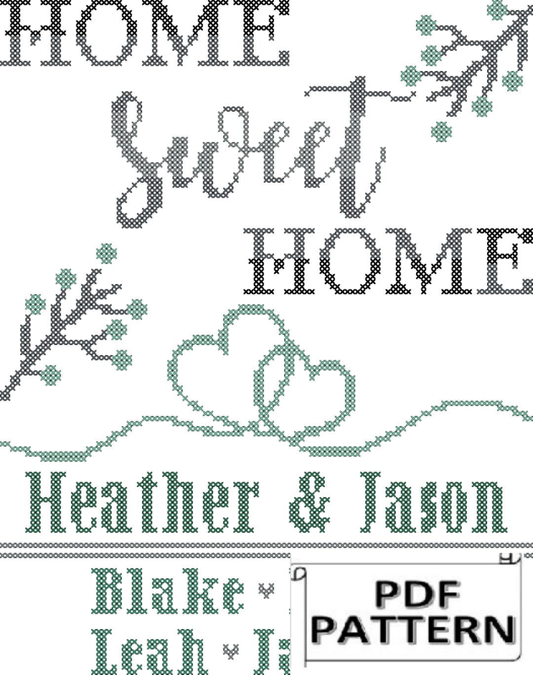 Home Sweet Home Family Names Cross Stitch Pattern (PDF) - Etsy