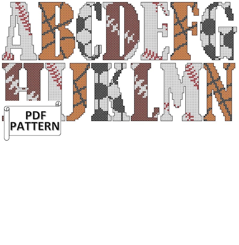 Mixed Sports Cross Stitch PDF Alphabet Pattern Football - Etsy UK