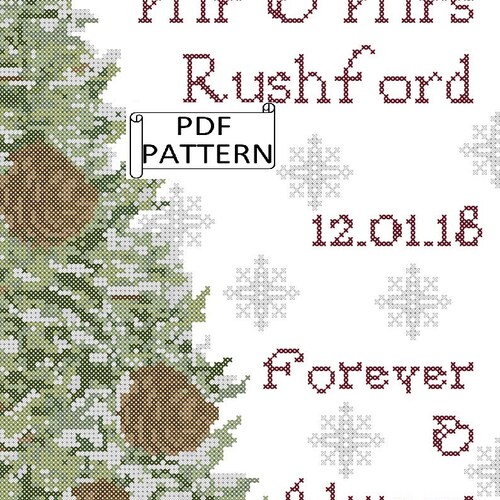 Winter Wedding Pine Tree Cross-stitch PDF Pattern Winter - Etsy
