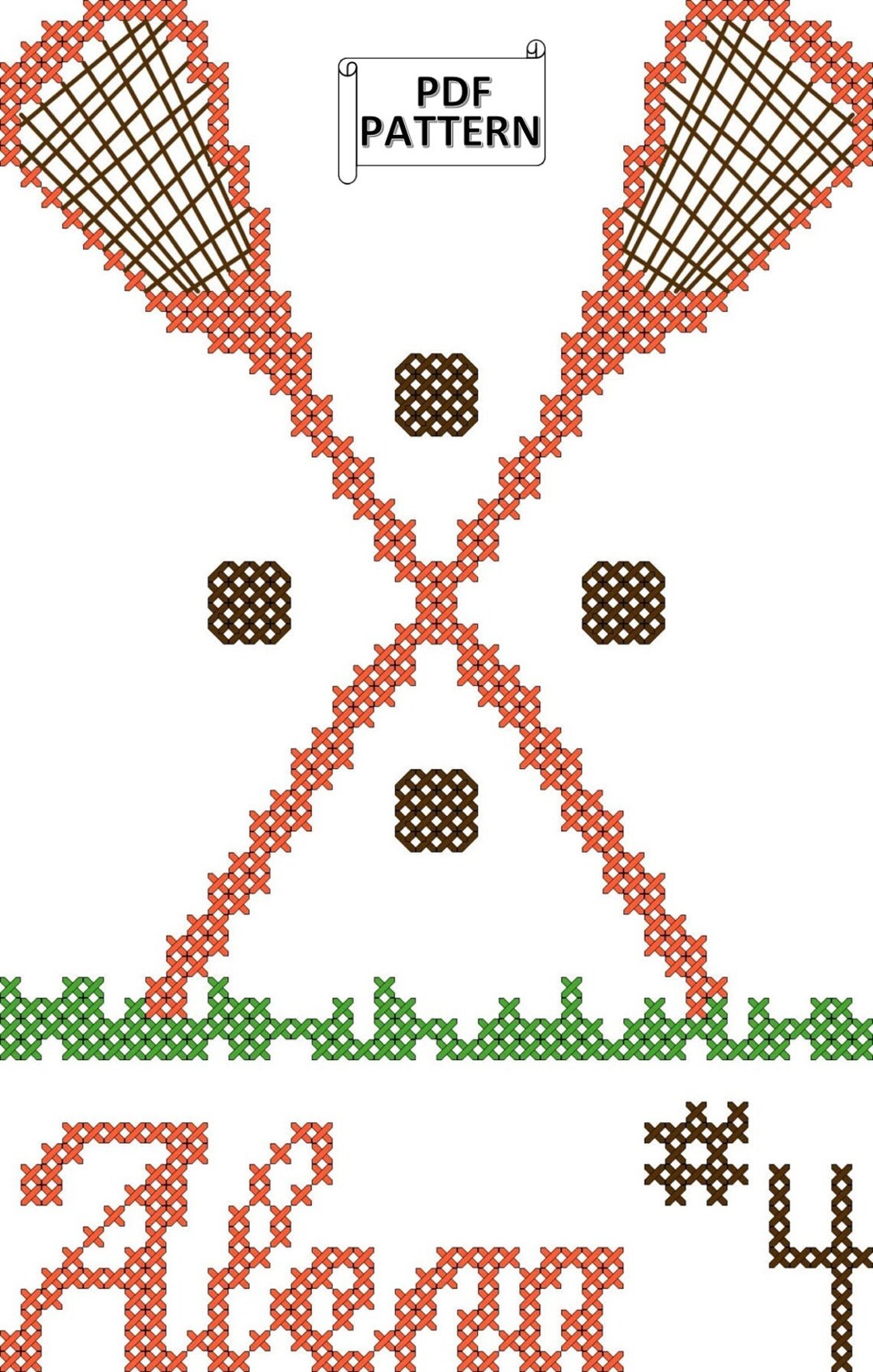 Lacrosse Sticks Cross Stitch Pattern: Modern Sports Design (PDF Pattern ...