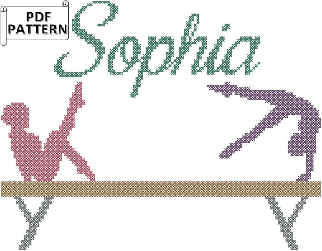 Gymnastics Balance Beam Counted Cross Stitch Name Sign PDF Pattern - Etsy