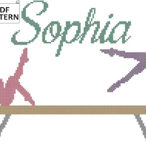 Gymnastics Balance Beam Counted Cross Stitch Name Sign PDF Pattern - Etsy