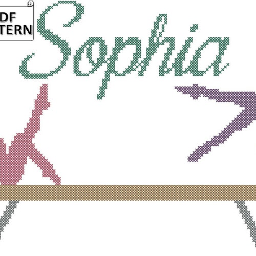 Gymnastics Balance Beam Counted Cross Stitch Name Sign PDF - Etsy