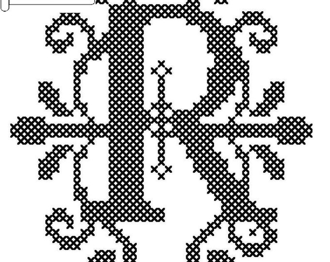 Modern Monogram Cross Stitch PDF Pattern Ornate Letter R for - Etsy