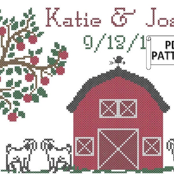 Red Barn Cross Stitch - Etsy