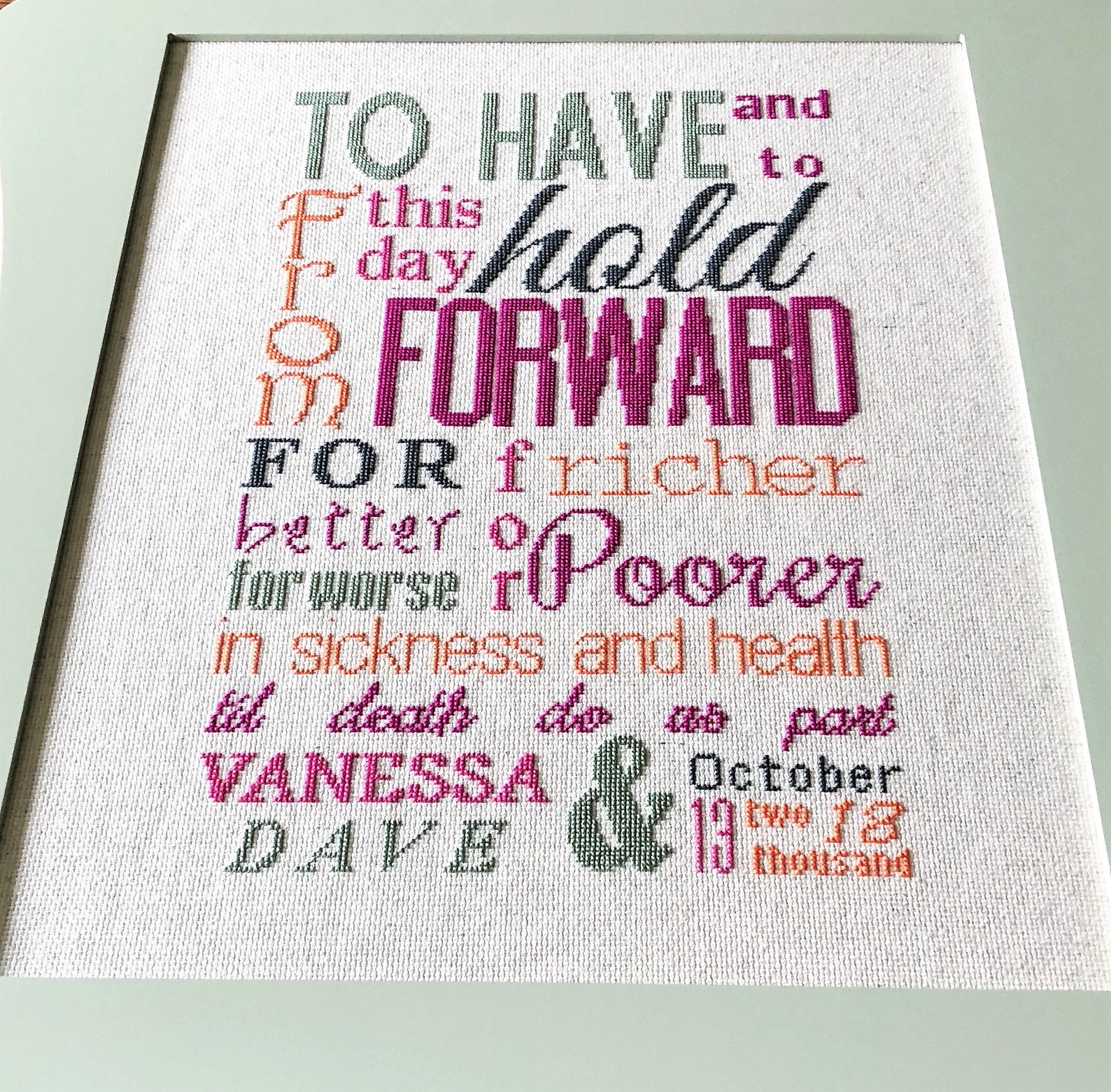 Wedding Vows Counted Cross Stitch PDF Pattern Modern Wedding | Etsy