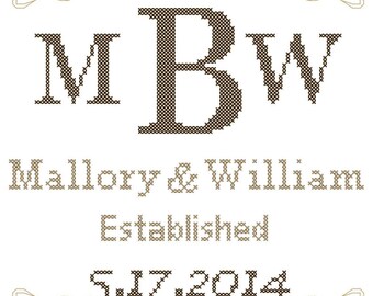 Modern Monogram Cross Stitch PDF Pattern With Ornate Large | Etsy