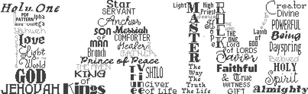 I AM God Synonyms Cross Stitch Pattern: Religious Biblical Design (PDF ...