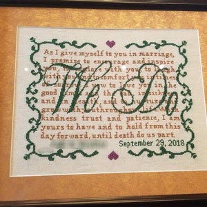Modern Wedding Vows With Large We Do Wedding Sampler PDF Counted Cross ...