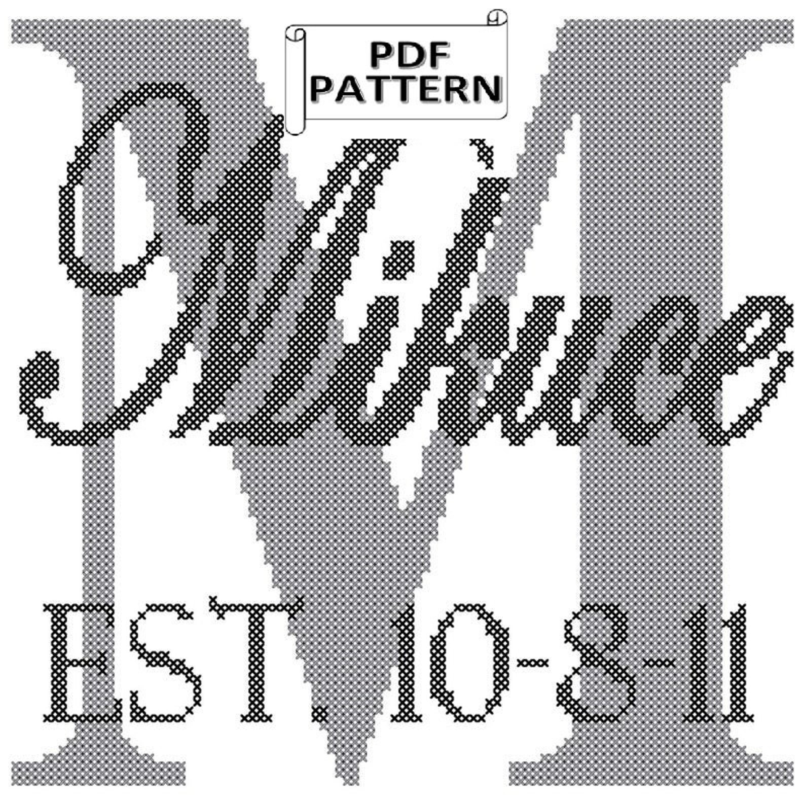 Name With Initial Cross Stitch PDF Pattern Modern Wedding - Etsy