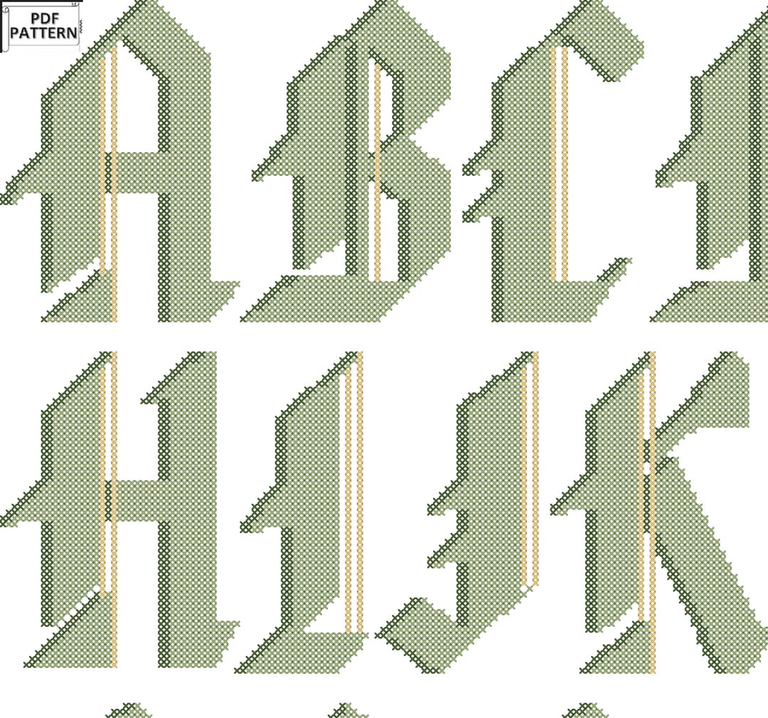 Calligraphy Monogram Alphabet PDF Counted Cross Stitch Pattern - Full ...
