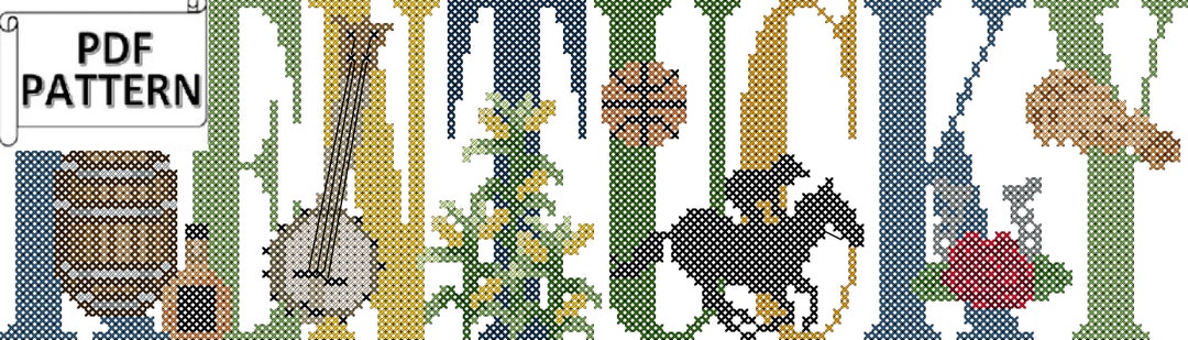 Kentucky Travel Cross Stitch Pattern: State Vacation Home (PDF Pattern ...