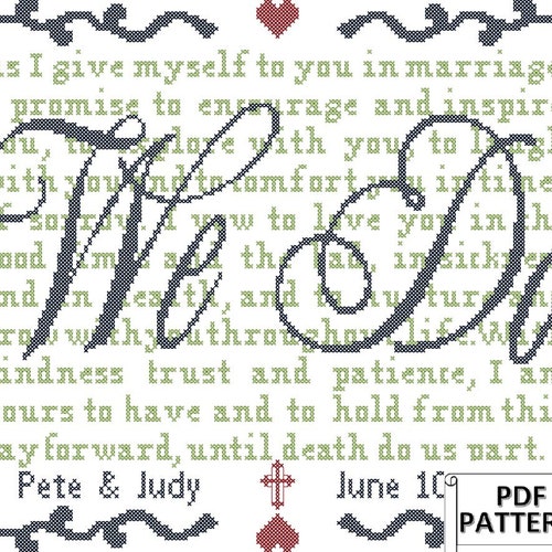 Modern Wedding Vows With Large We Do Wedding Sampler PDF - Etsy