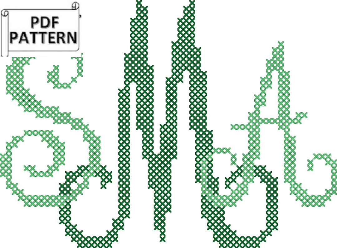 Small Interlocking Monogram Cross-stitch Chart: Modern Script (PDF ...
