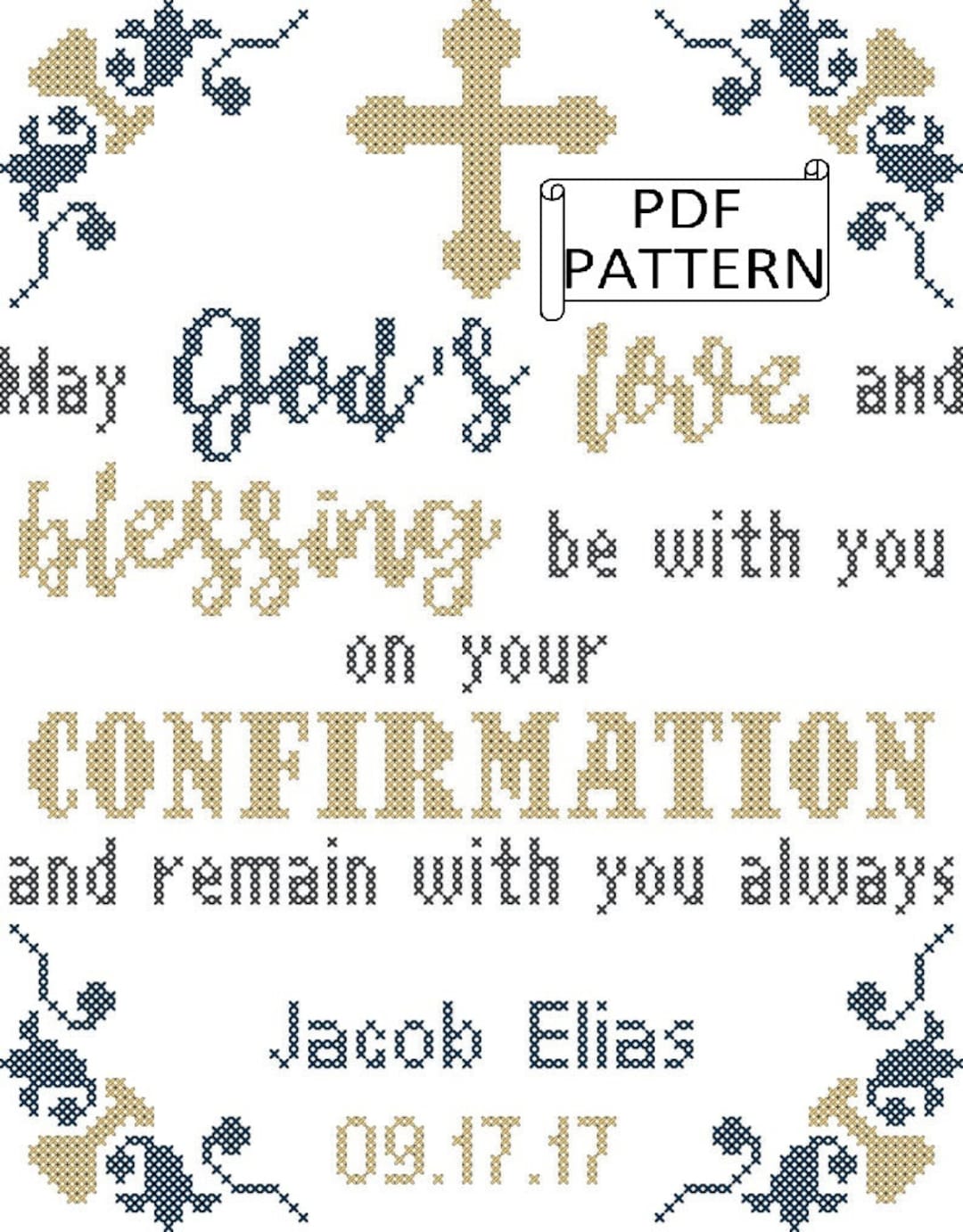 Confirmation Cross Stitch Pattern: Religious Gift (PDF Pattern) - Etsy