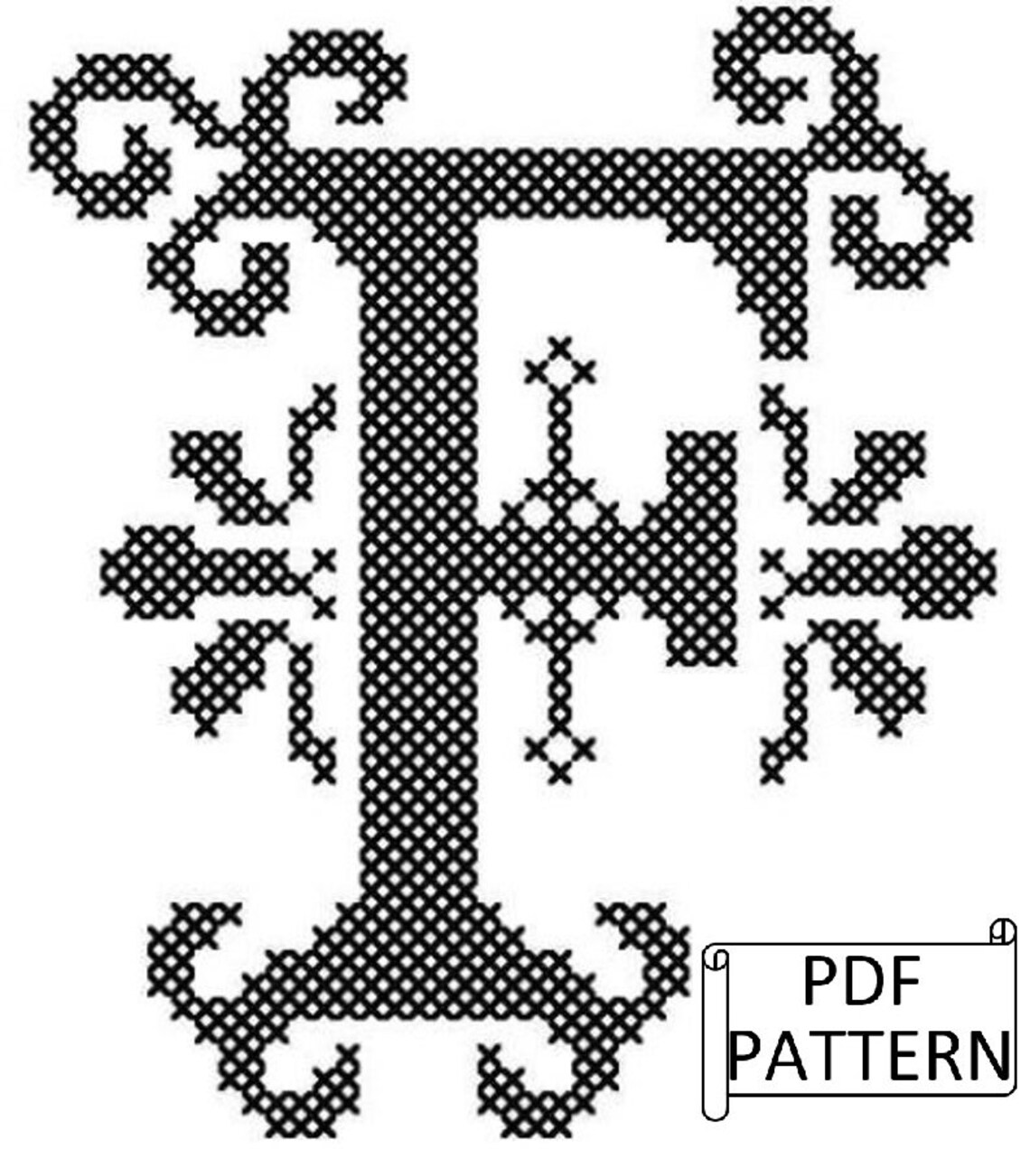 Ornament Cross Stitch Pattern Letter f Cross | Etsy
