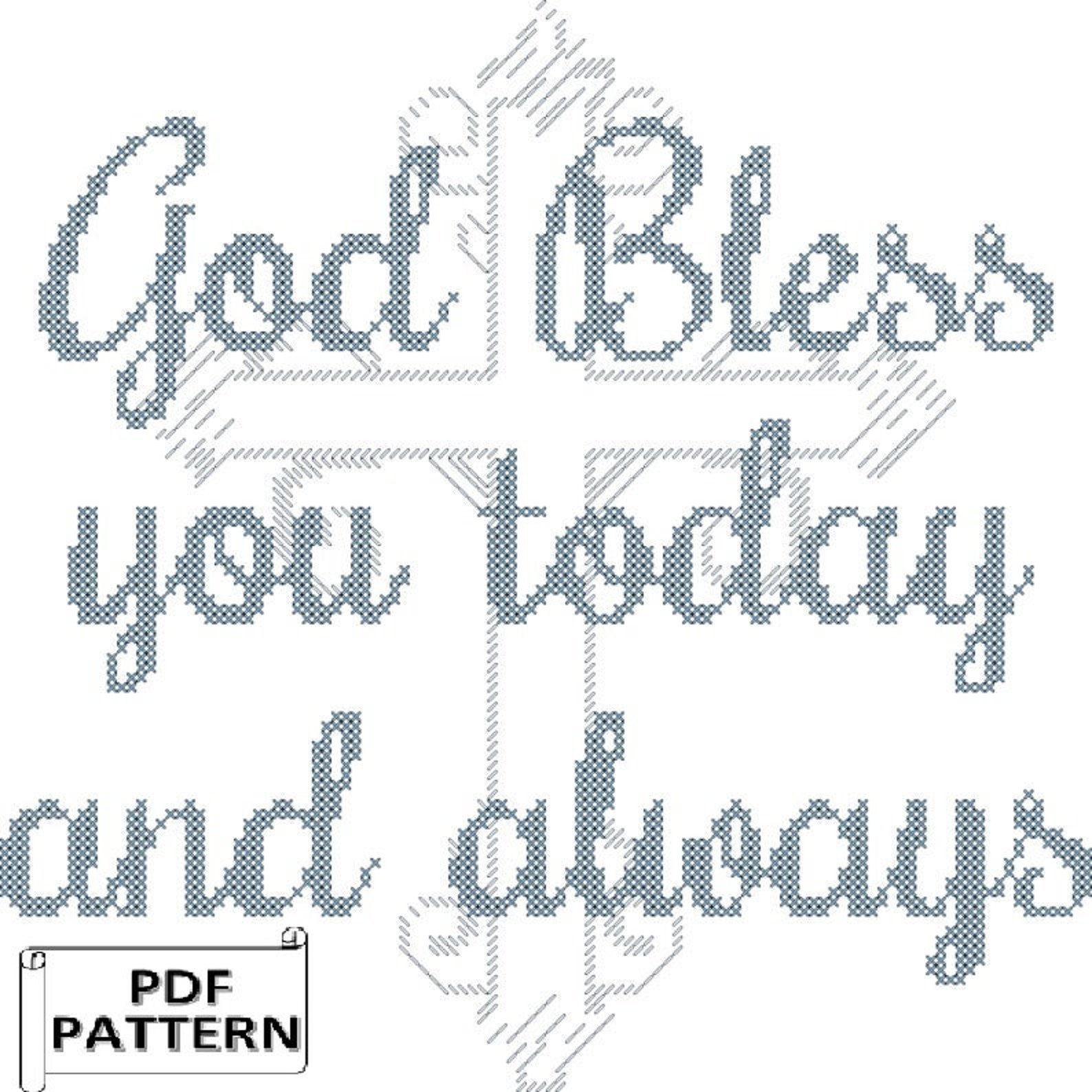God Bless You Today and Always Cross Stitch PDF Pattern for - Etsy