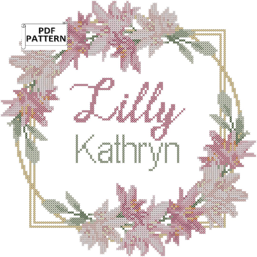 Round Lily Floral Border Counted Cross Stitch PDF Pattern, Lily Cross ...