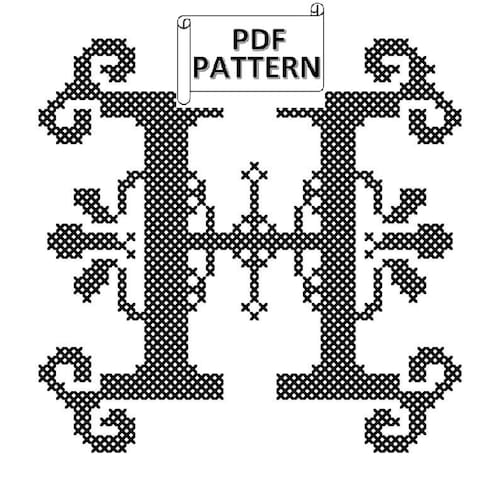 Letter H Floral Modern Cross Stitch Pattern Flowers Counted - Etsy