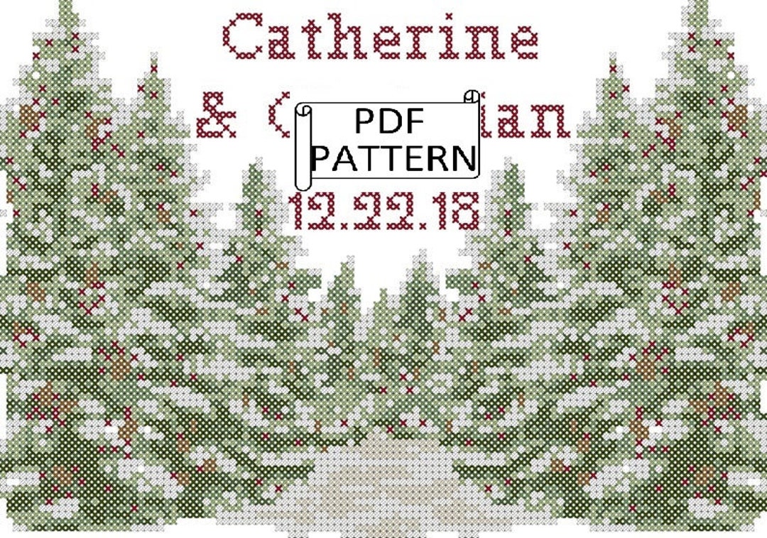 Winter Wedding Pine Tree Cross-stitch Pattern (PDF) - Etsy