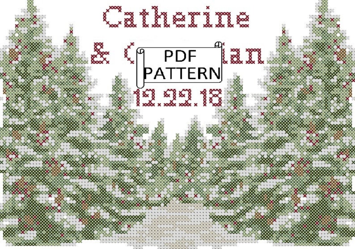 Winter Wedding Pine Tree Cross-stitch PDF Pattern Winter | Etsy