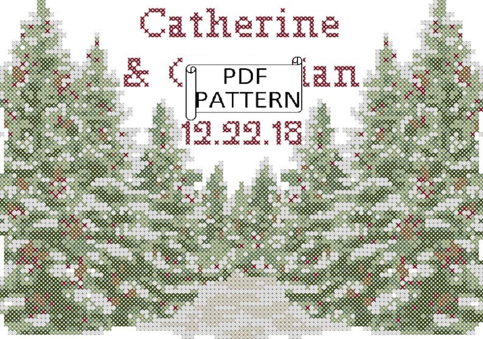 Winter Wedding Pine Tree Cross-stitch PDF Pattern Winter | Etsy