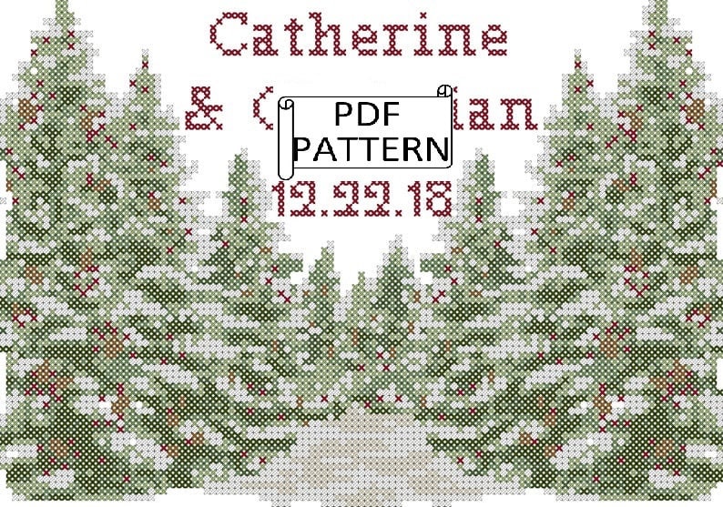 Winter Wedding Pine Tree Cross-stitch PDF Pattern Winter - Etsy