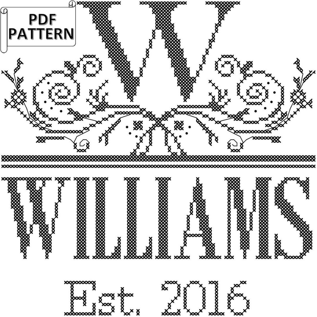 Modern Monogram Cross Stitch Pattern: Initial & Last Name (PDF Pattern ...