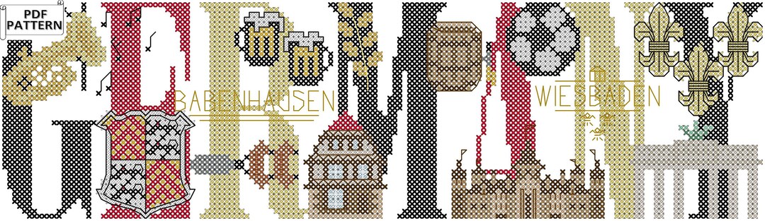 Germany PDF Cross Stitch Pattern - City, State, Country Name Travel ...