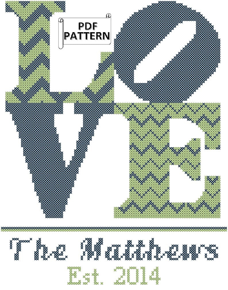 Modern Love Cross Stitch PDF Pattern Love With Patterned - Etsy